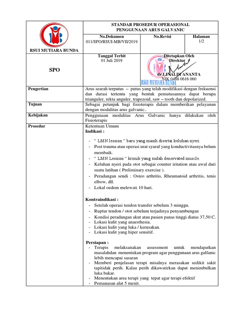 Spo Penggunaan Arus Galvanic | PDF