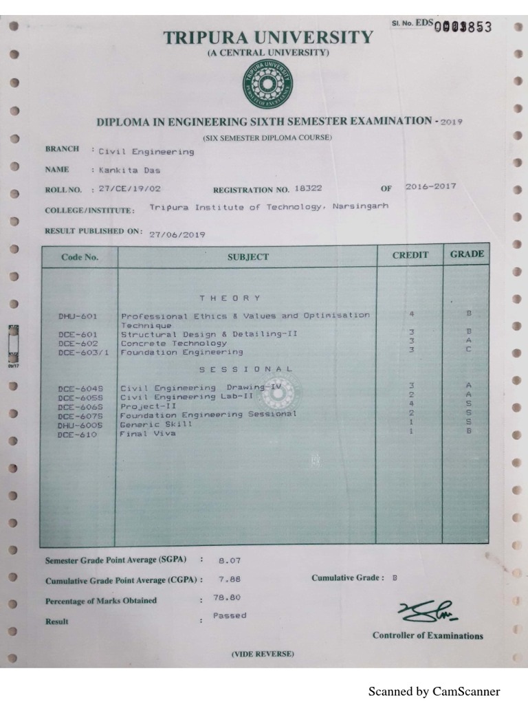 Last Sem Marksheet | PDF