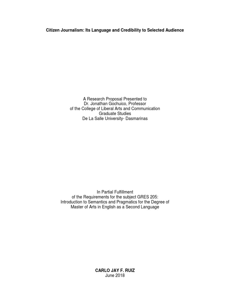 Sample Research Proposal | PDF | Journalism | Mass Media