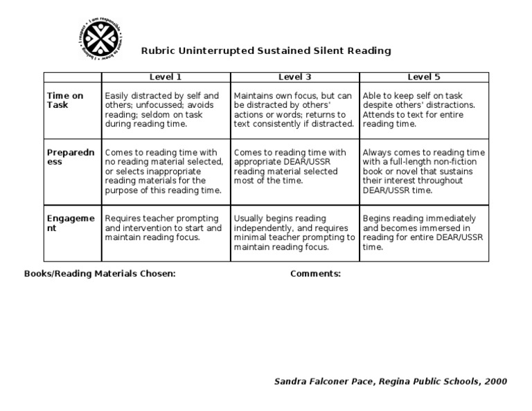 Silent Reading Engagement Rubric | PDF | Learning | Psychological Concepts