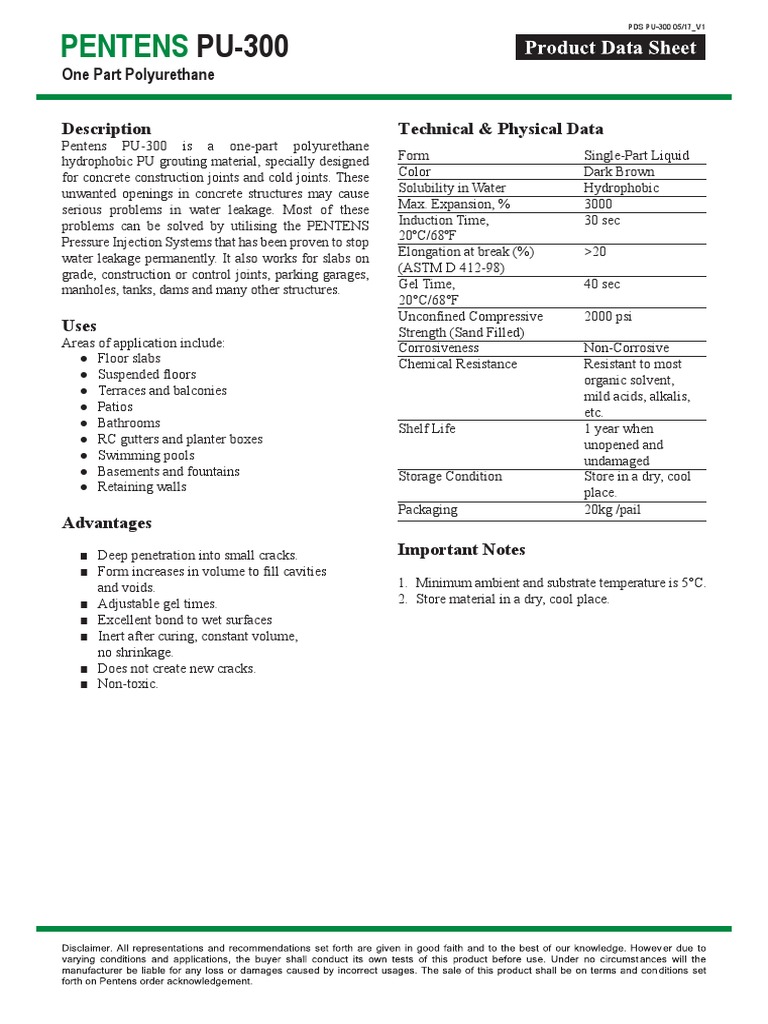 Pentens: Description Technical & Physical Data | PDF | Concrete | Water