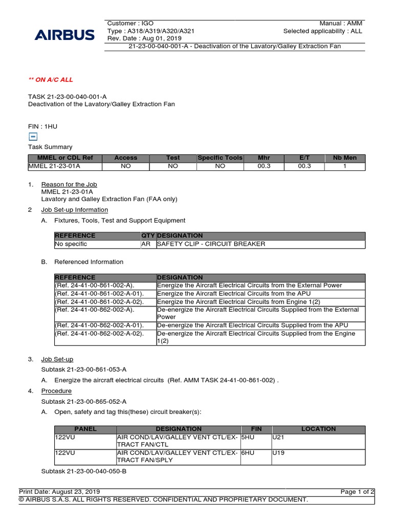 AMM Task Aug 19 PDF | PDF | Airbus | Aircraft