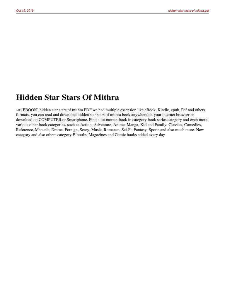 Oct 15, 2019 Hidden-Star-Stars-Of-Mithra PDF | PDF | E Books | Amazon Kindle
