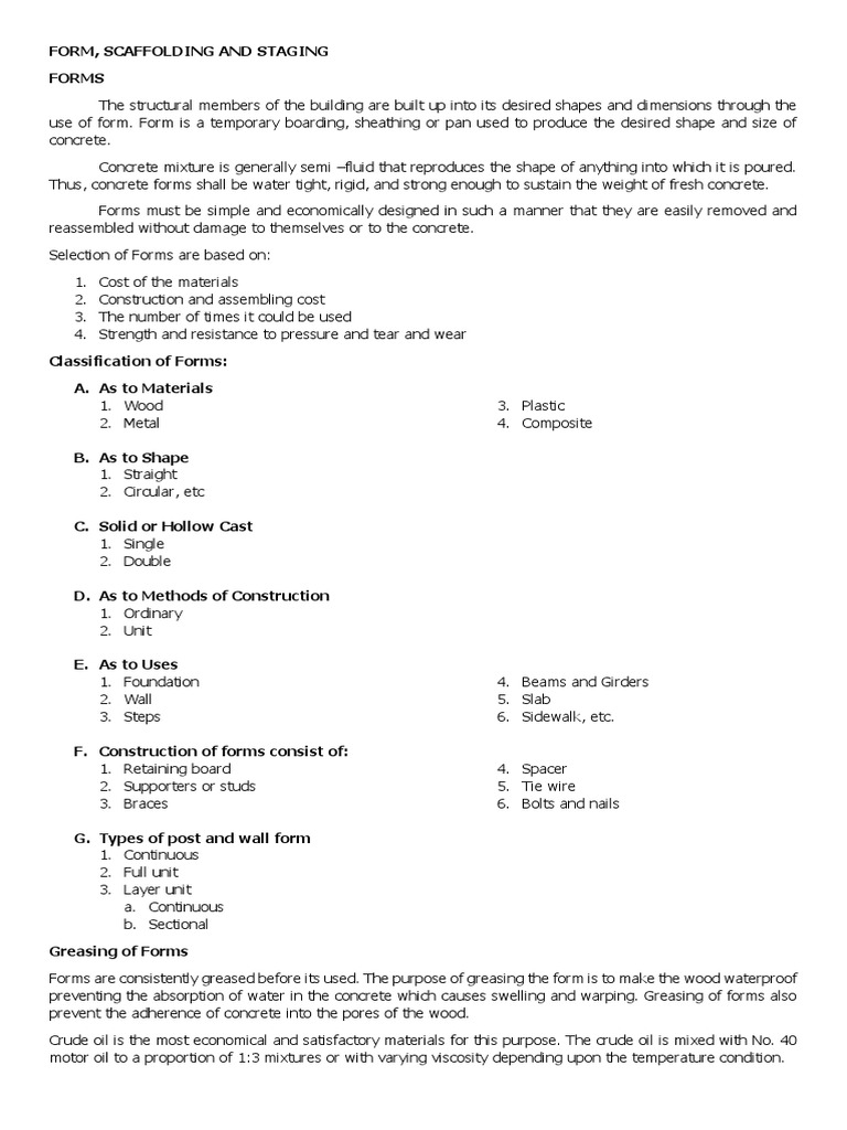 Form Works | PDF | Plywood | Column
