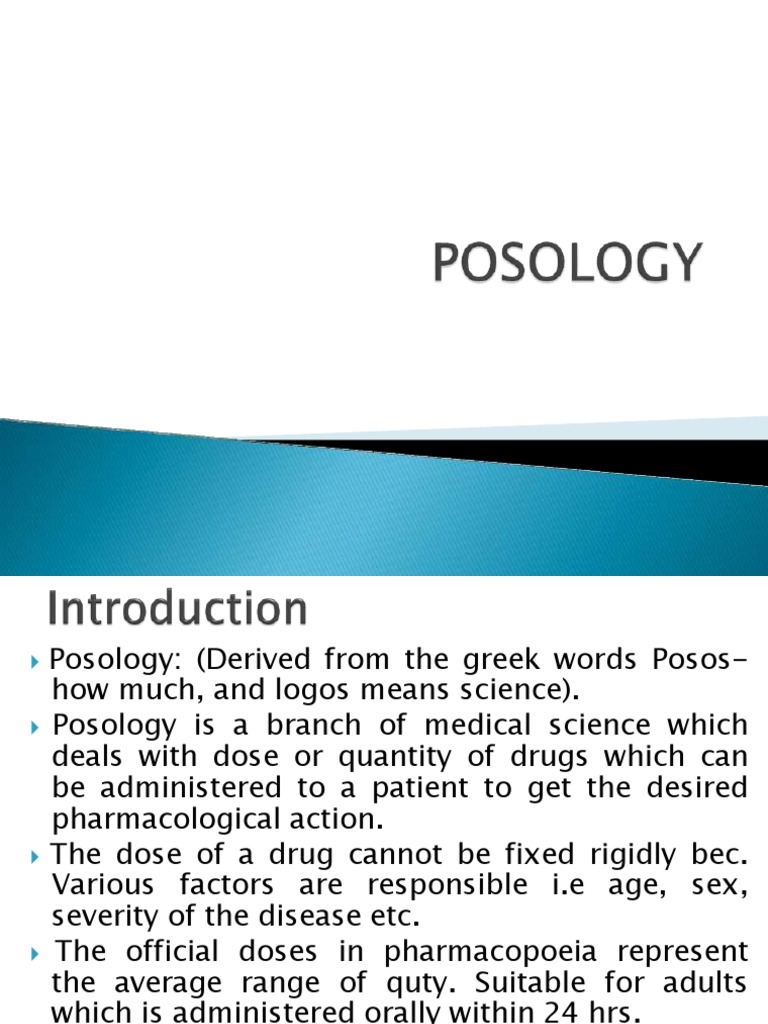 Posology | PDF | Drug Tolerance | Dose (Biochemistry)