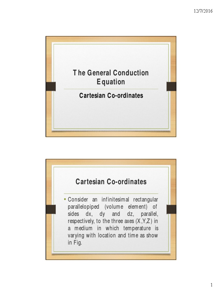 General Conduction Equation - Cartesian Coordinates | PDF | Thermal ...