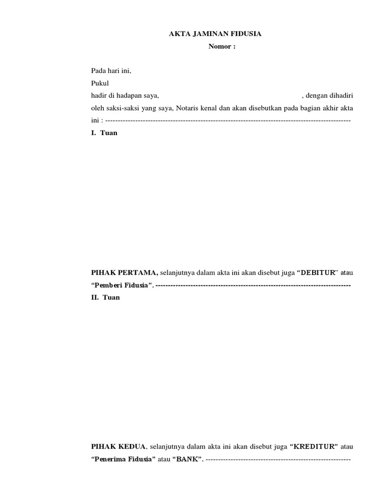 Contoh Akta Fidusia | PDF