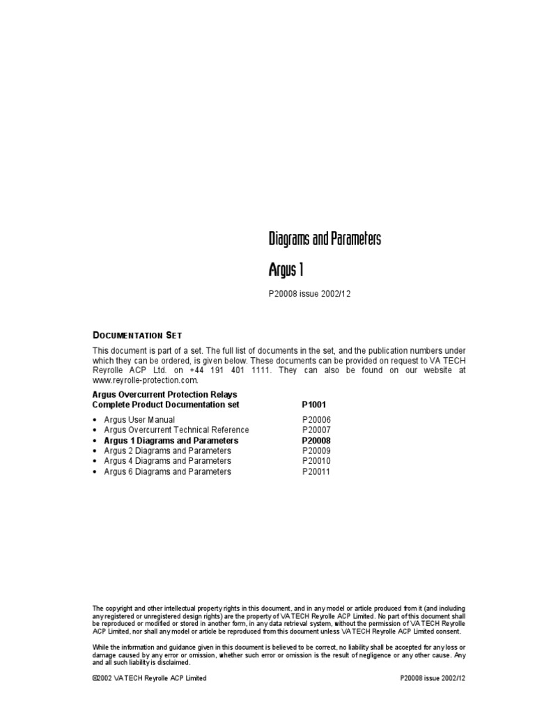 Argus 1 Diagrams and Parameters | PDF | Relay