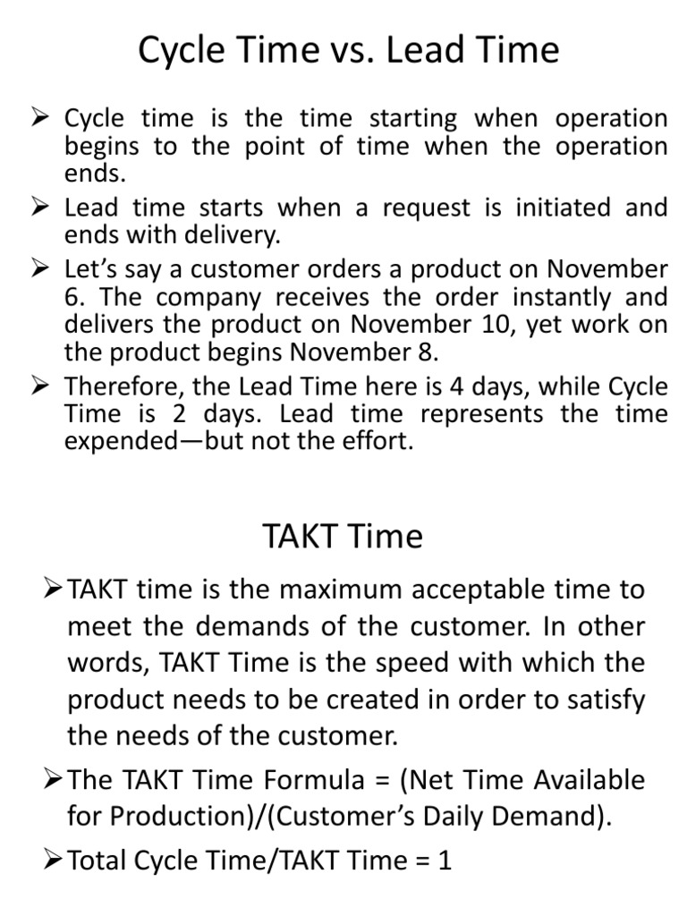 Cycle Time vs. Lead Time | PDF