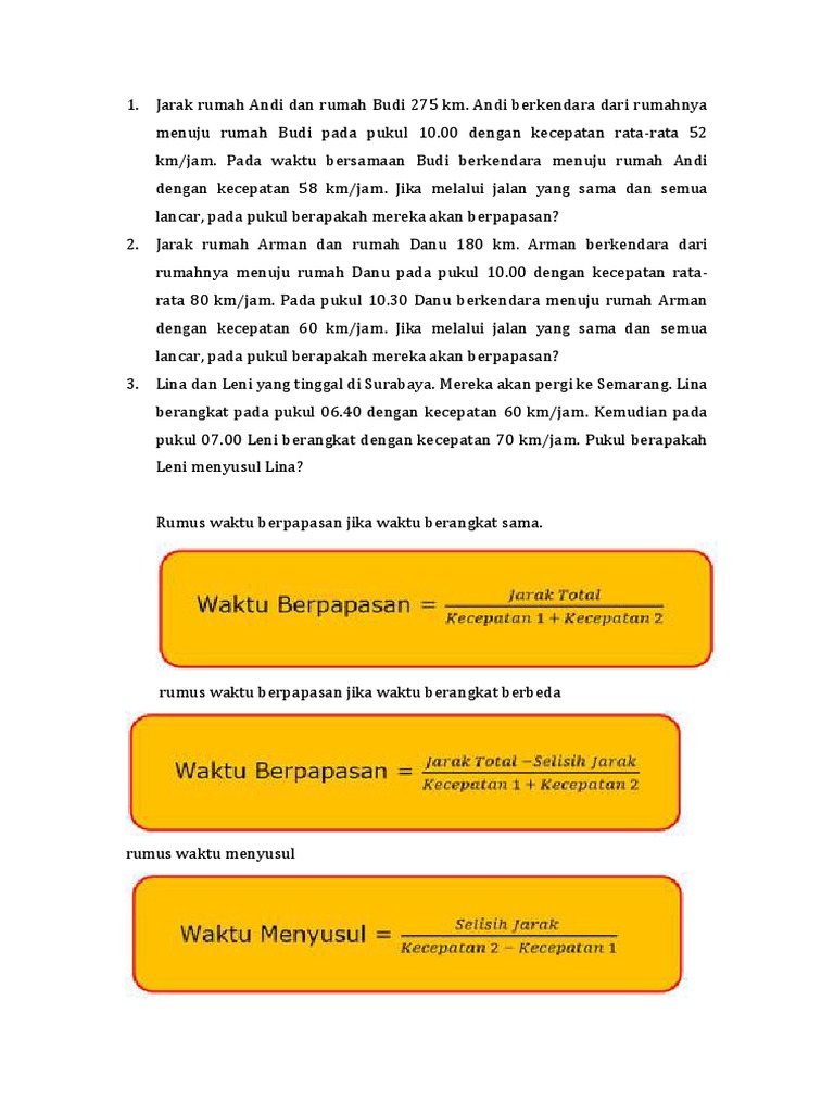 Rumus Jarak Waktu Kecepatan | PDF