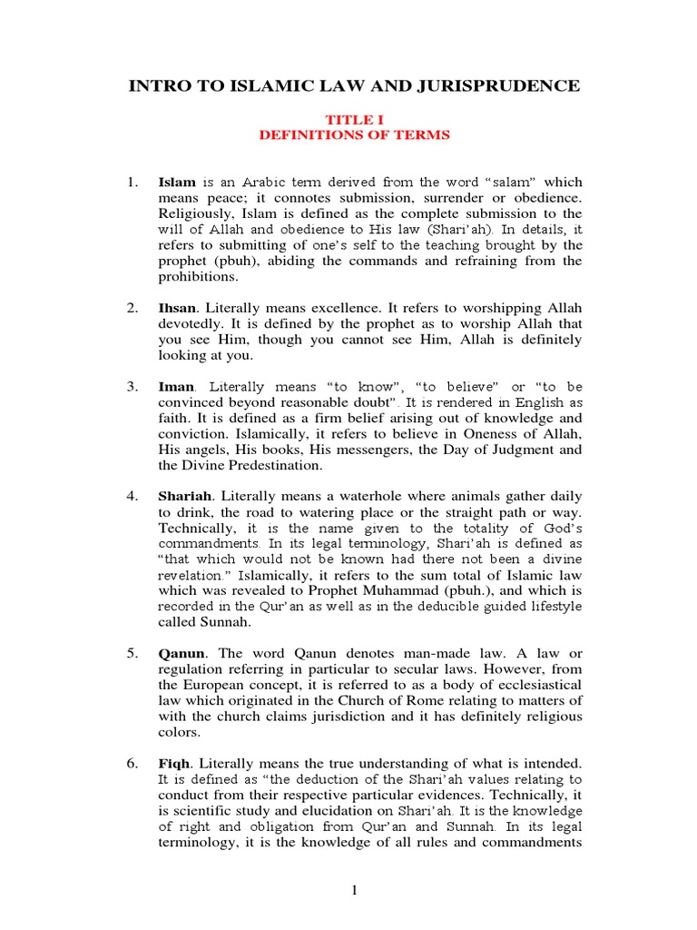 An Introduction to Key Islamic Legal Concepts and Terminology | PDF ...