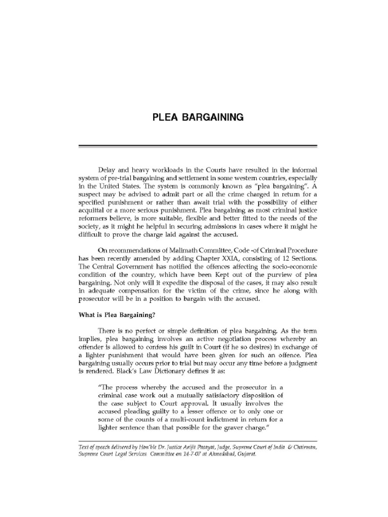 Plea Bargaining PDF | PDF | Plea | Plea Bargain