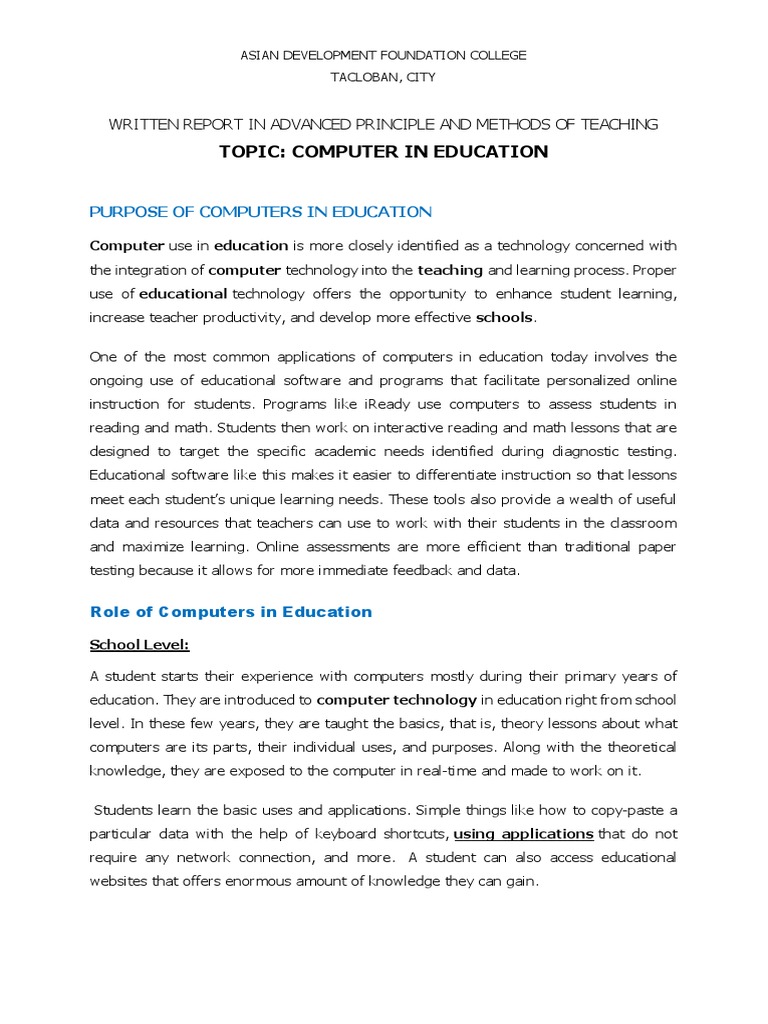 The Role of Computers in Education: Benefits and Challenges in the ...
