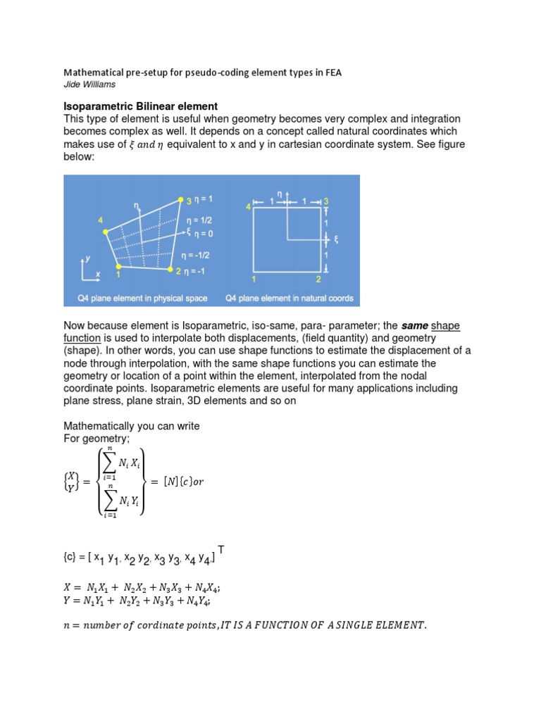 Isoparametric Bilinear Element: Jide Williams | PDF | Integral | Mean