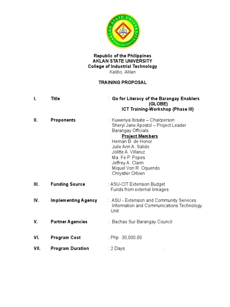 2017 - ASU-CIT ICT GLOBE Program Phase III PROPOSAL | PDF | Educational ...