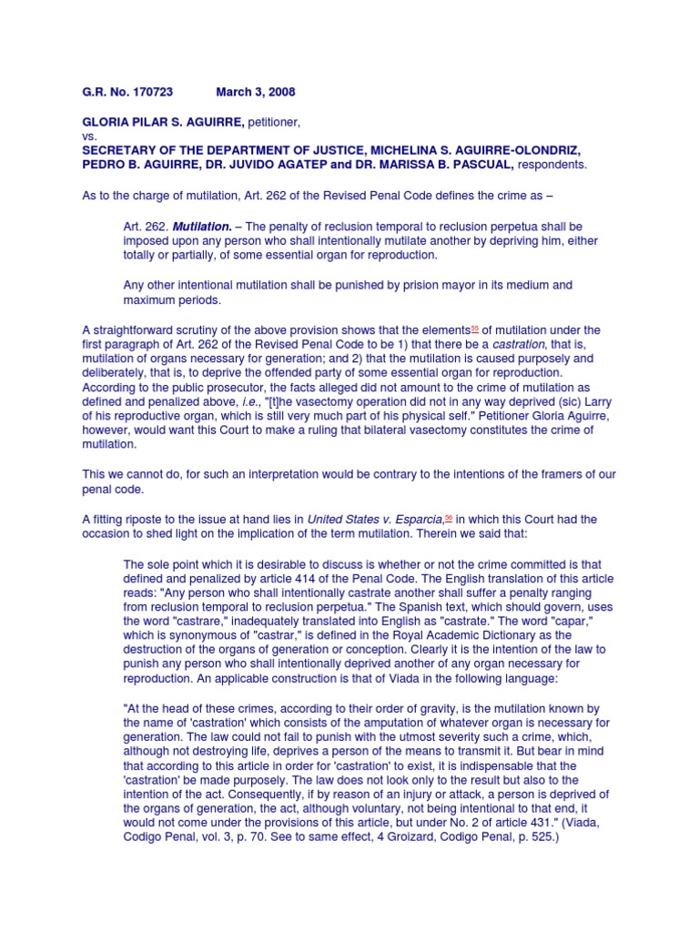 Mutilation Jurisprudence | PDF | Criminal Law | Crime & Violence Mutilation Jurisprudence | PDF | Criminal Law | Crime & Violence