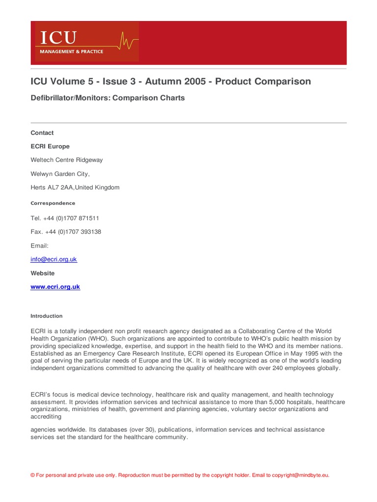 Defibrillator Monitors Comparison Charts | PDF | Intensive Care Unit ...