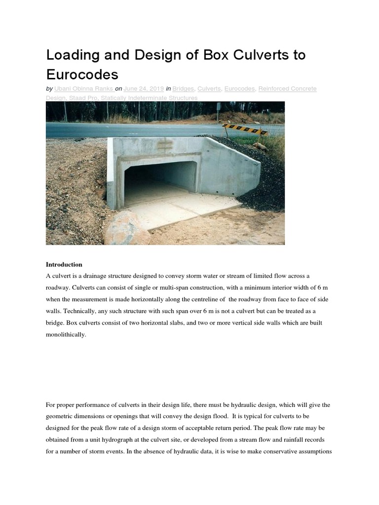 Loading and Design of Box Culverts To Eurocodes | PDF | Structural Load | Bending
