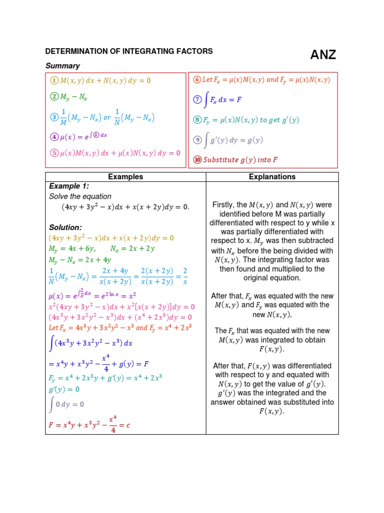 Differential Equation - Examples of Determination of Integrating ...