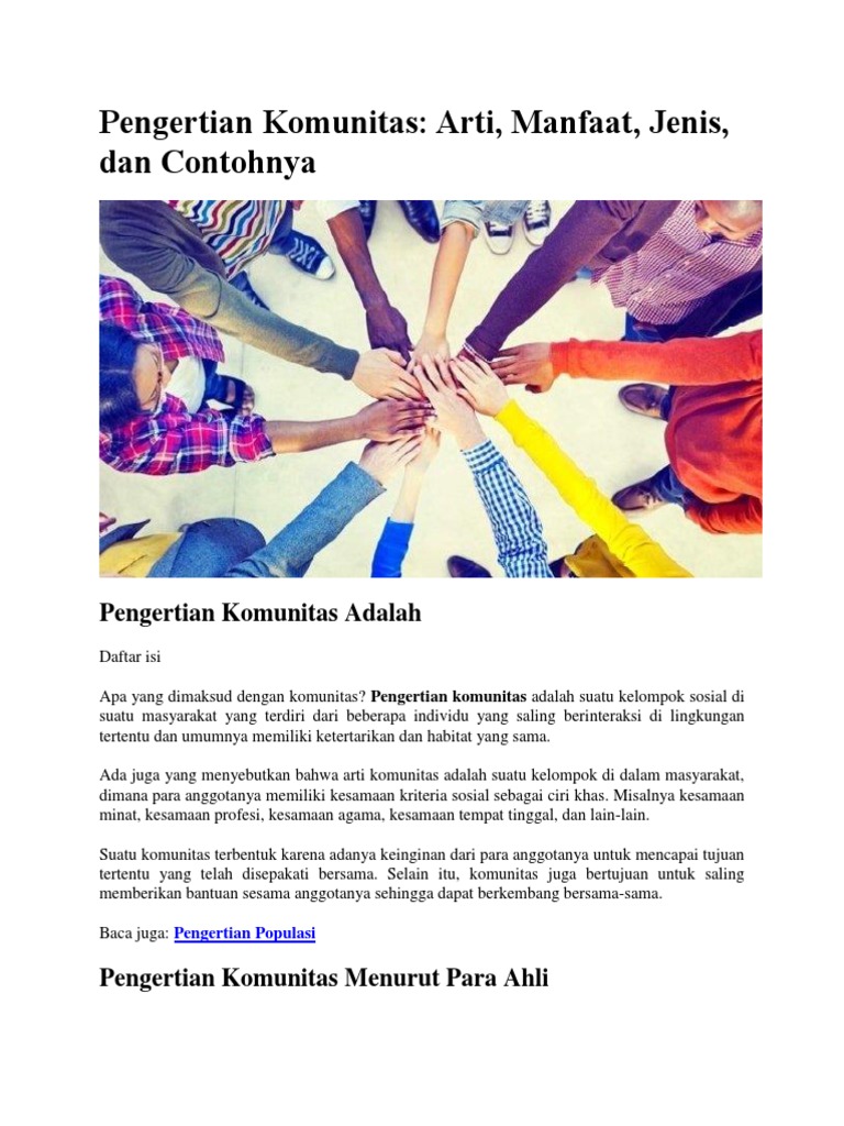 Pengertian Komunitas | PDF