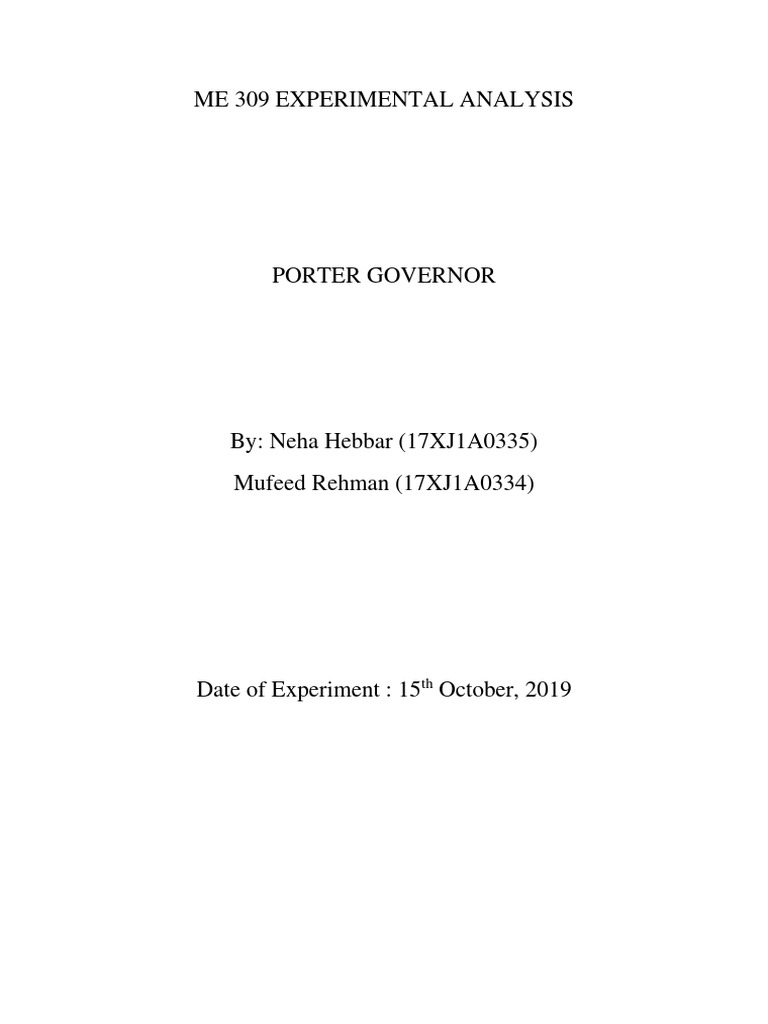 Porter Governor | PDF | Weight | Pump