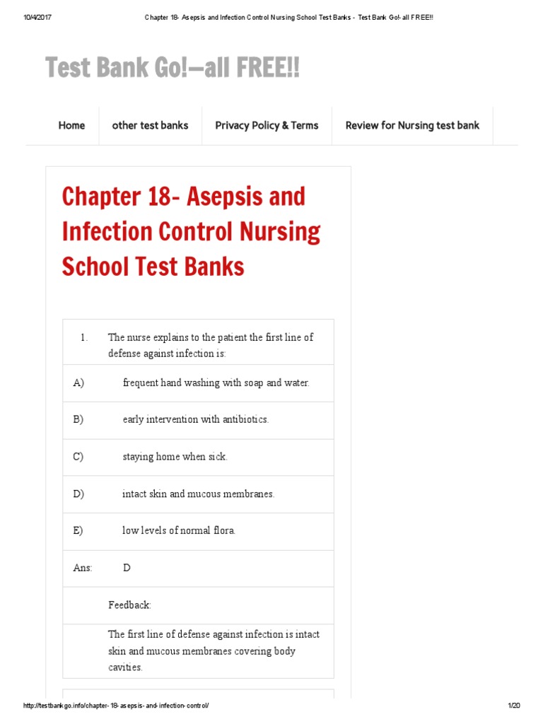 Asepsis and Infection Control Nursing School | PDF | Transmission ...