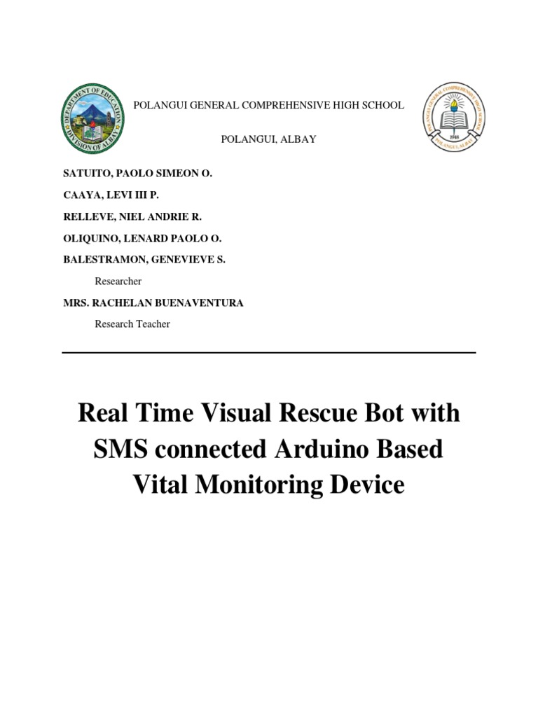 Real Time Visual Rescue Bot With SMS Connected Arduino Based Vital ...