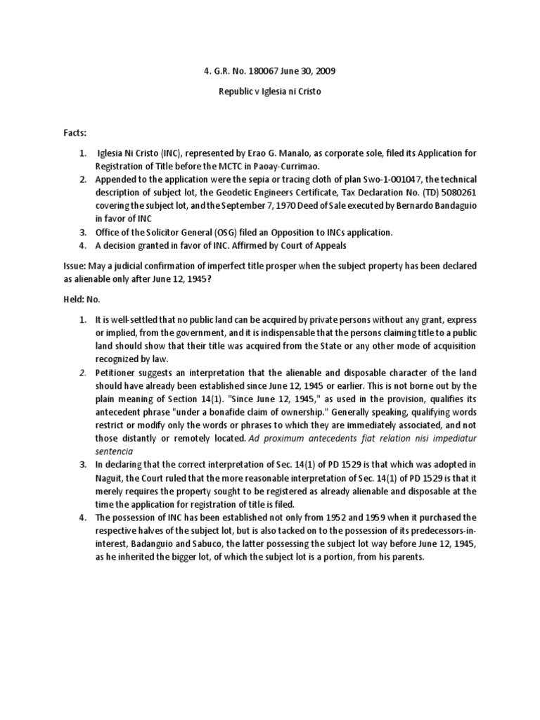 Petitioner Suggests An Interpretation That The Alienable and Disposable ...