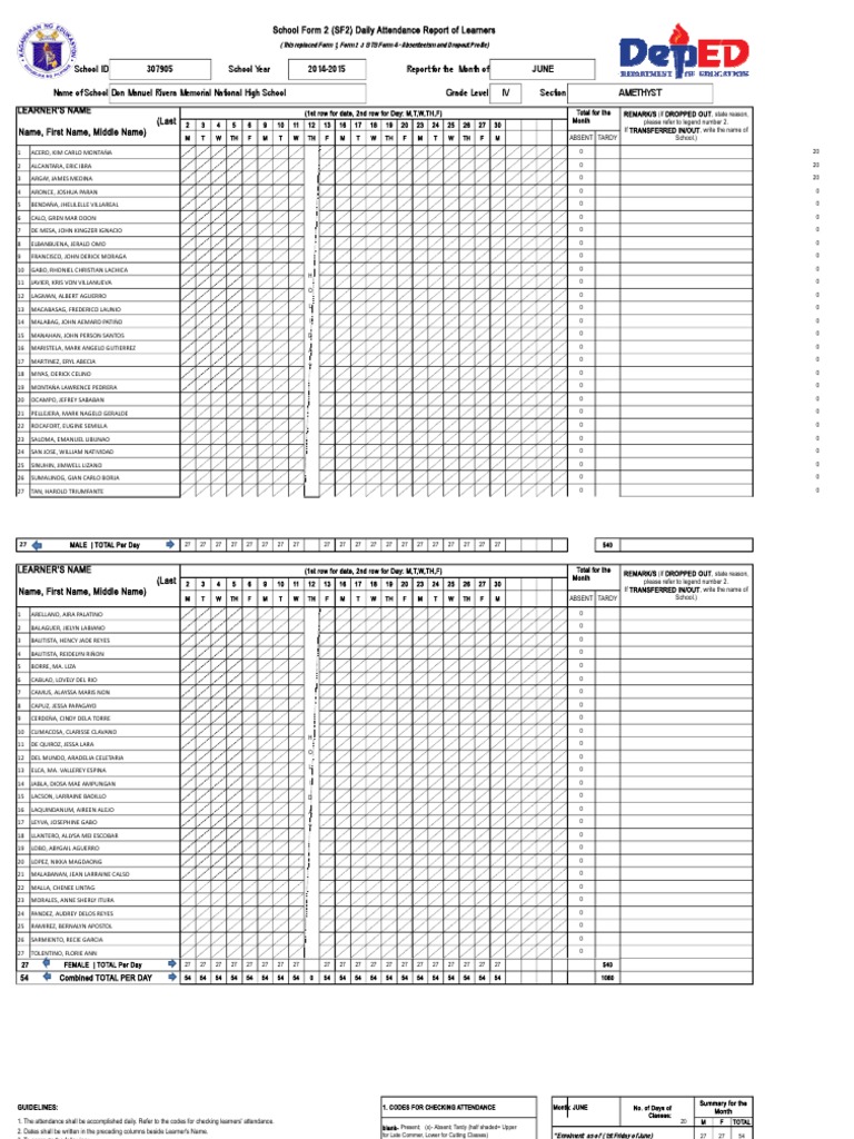 This Replaced Form 1, Form 2 & STS Form 4 - Absenteeism and Dropout ...