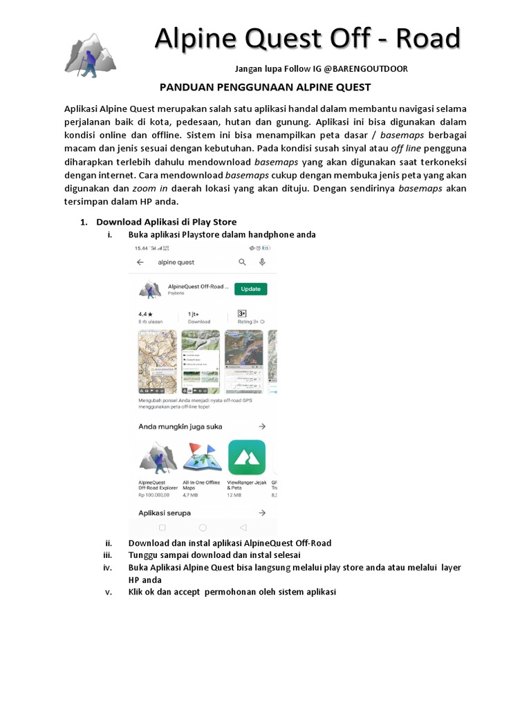 Panduan Penggunaan Alpine Quest | PDF