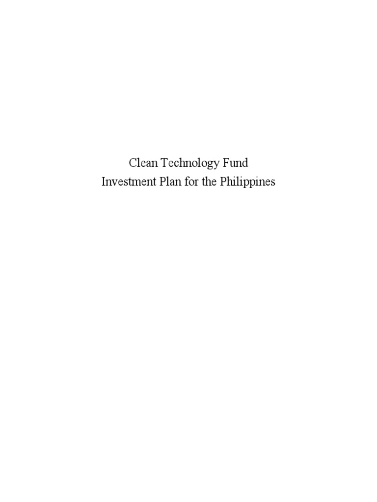 Clean Technology Fund Investment Plan For The Philippines | PDF ...