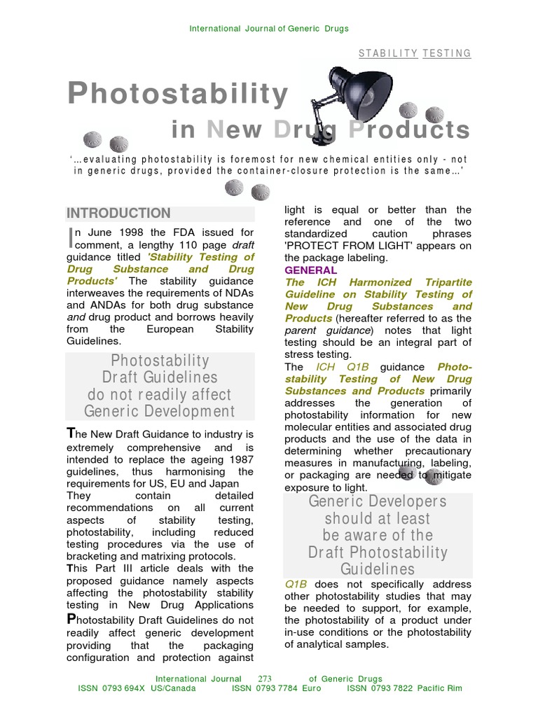 Photo Stability | PDF | Ultraviolet | Pharmaceutical Formulation