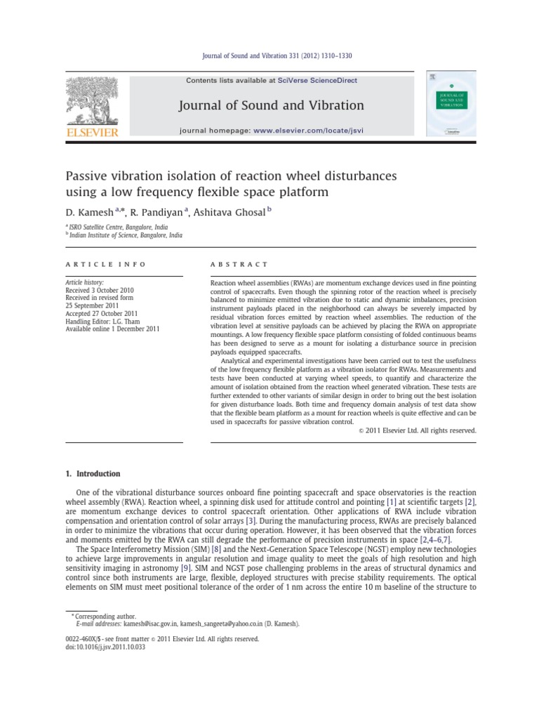 Journal of Sound and Vibration: D. Kamesh, R. Pandiyan, Ashitava Ghosal ...