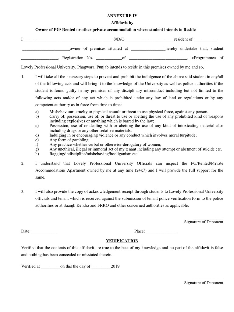 Annexure IV AffidavitbyOwner | PDF | Justice | Crime & Violence