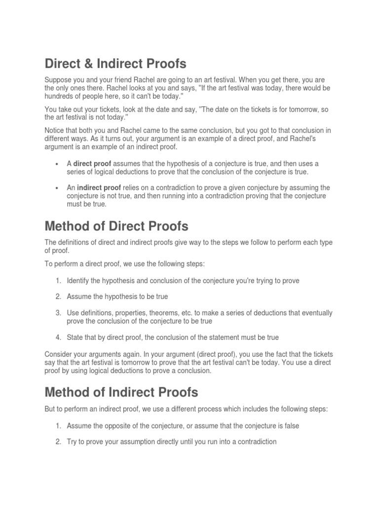 Direct & Indirect Proofs | PDF | Mathematical Proof | Conjecture