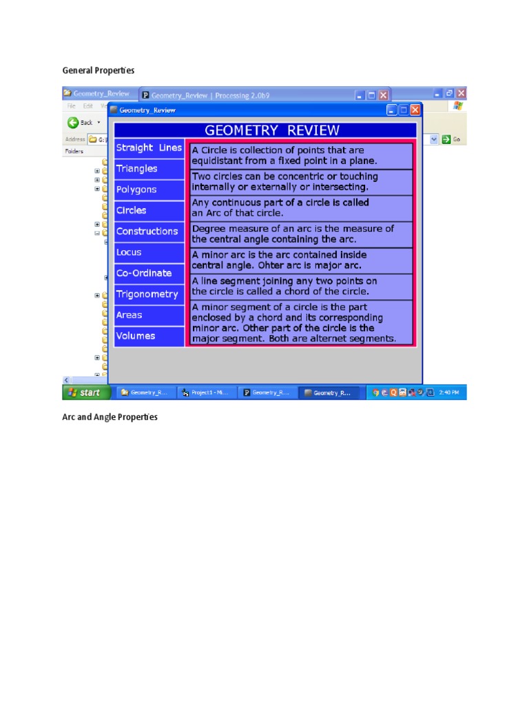 Geometry: Arc, Chord, and Tangent Properties | PDF