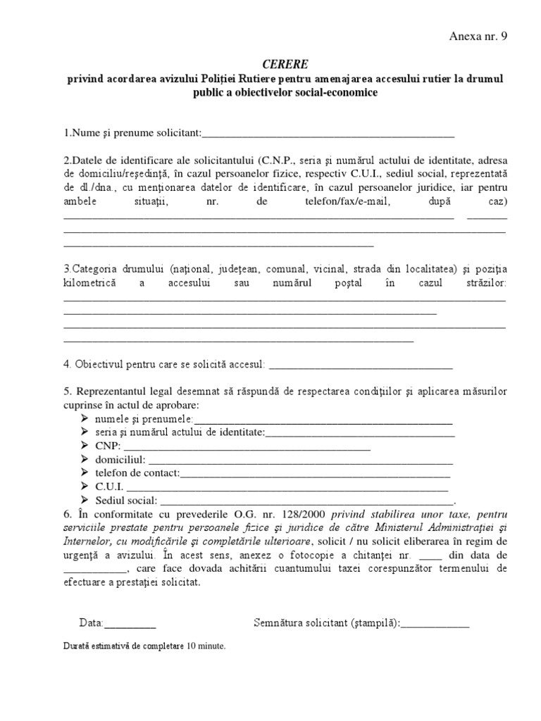 Cerere Aviz Politie | PDF