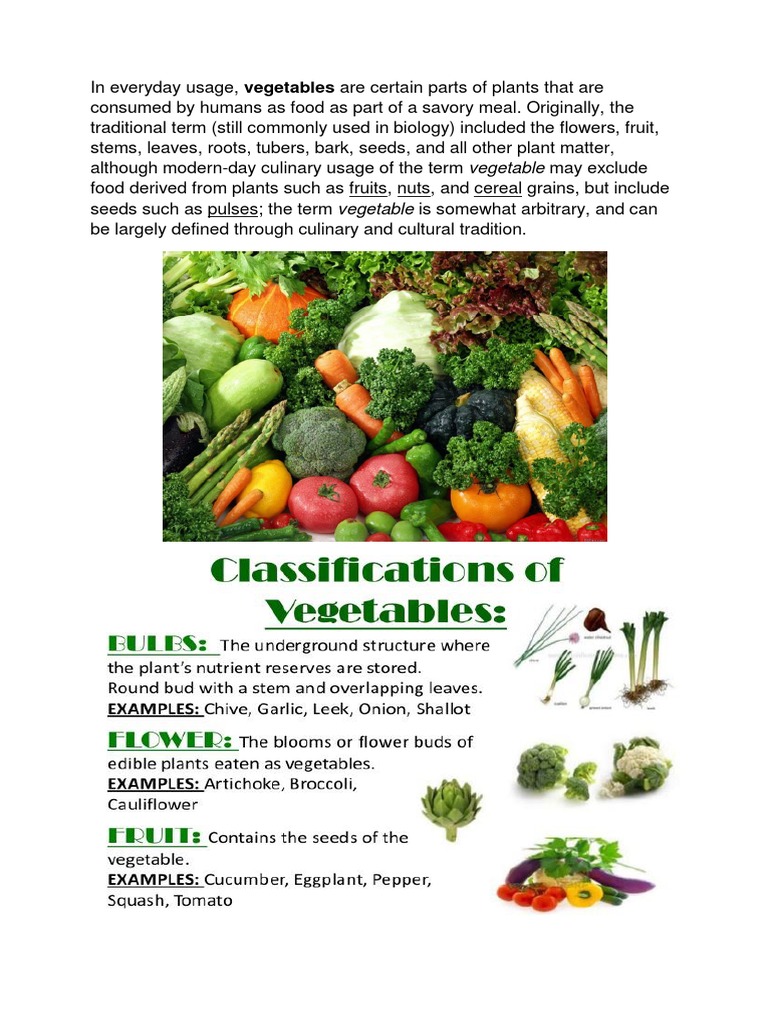 Classification of Vegetable | PDF | Home & Garden