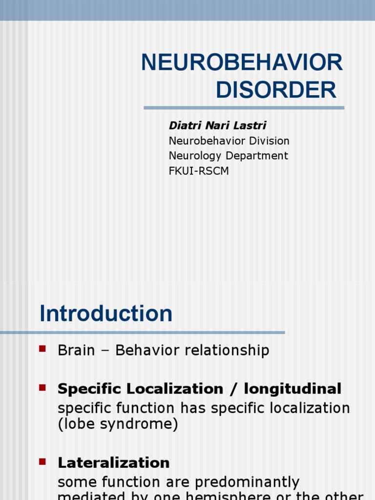 Neuro Behavior Disorders | PDF | Speech | Aphasia