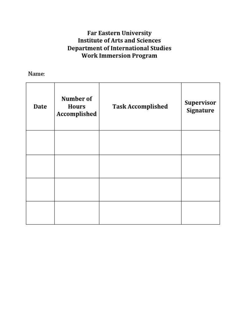 Work Immersion Time Card Template | PDF