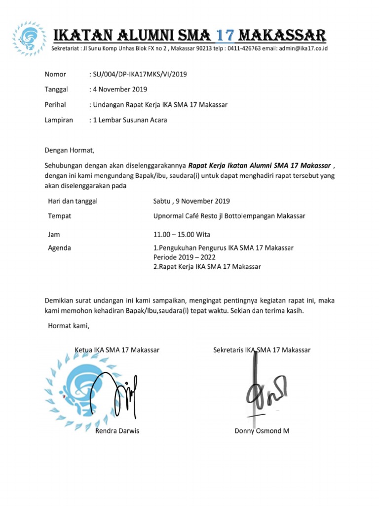 Undangan Reuni SMA 17 | PDF