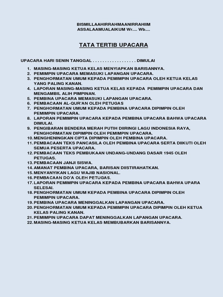 Tata Tertib Upacara | PDF