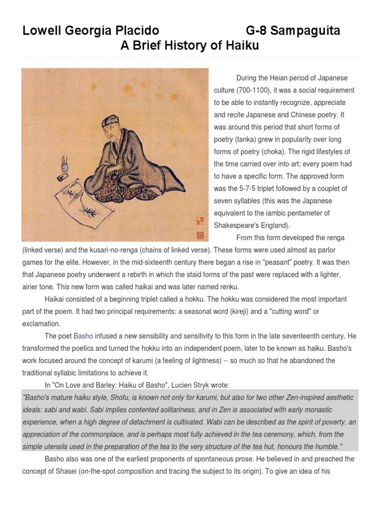 History of Haiku | PDF | Haiku | Poetry