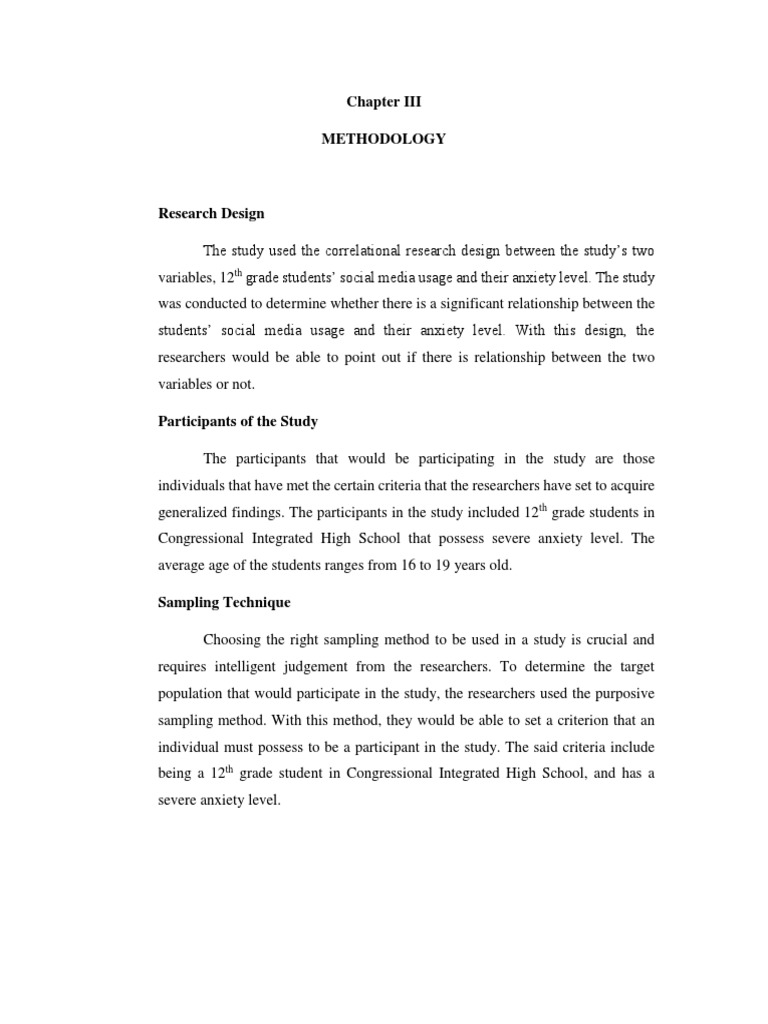 Chapter III | PDF | Questionnaire | Research Design