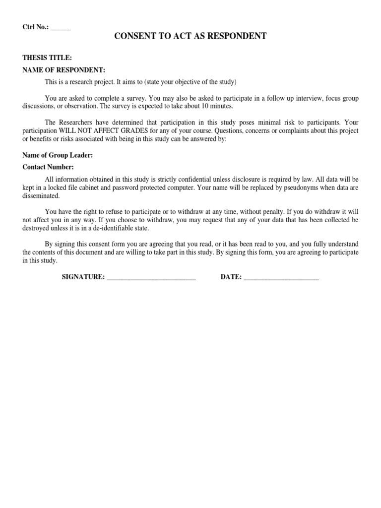 Consent To Act As Participant | PDF