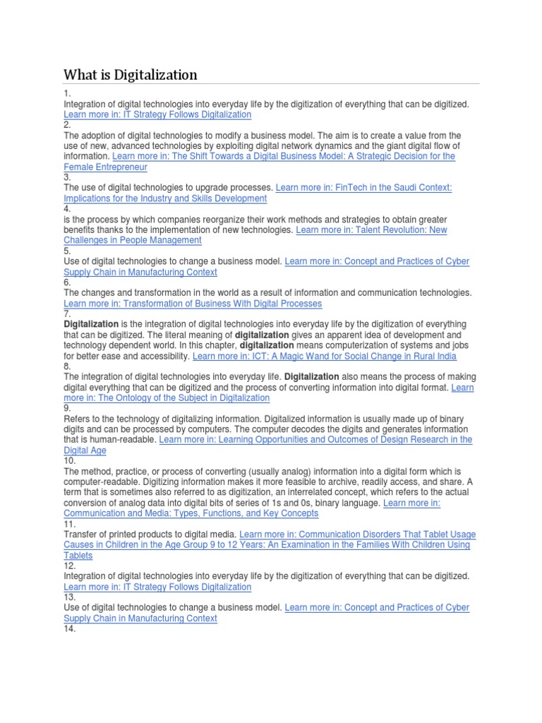 What Is Digitalization | PDF | Business Model | Information
