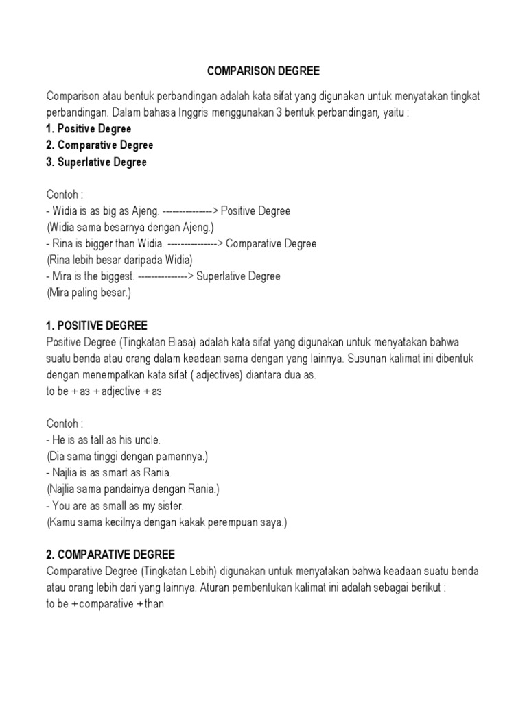 Materi Comparison Degree | PDF