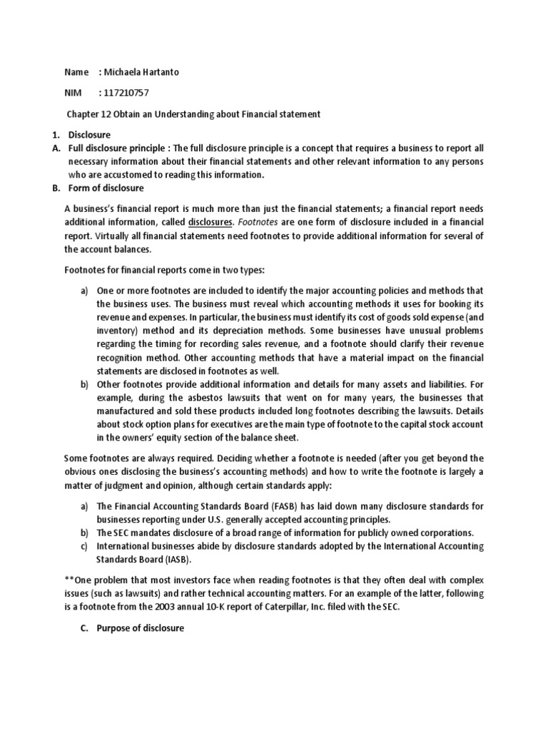 Disclosure A. Full Disclosure Principle: The Full Disclosure Principle ...