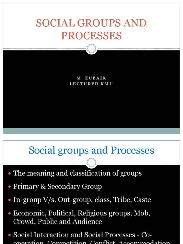 Social Groups and Processes: M. Zubair Lecturer Kmu | PDF | Social ...