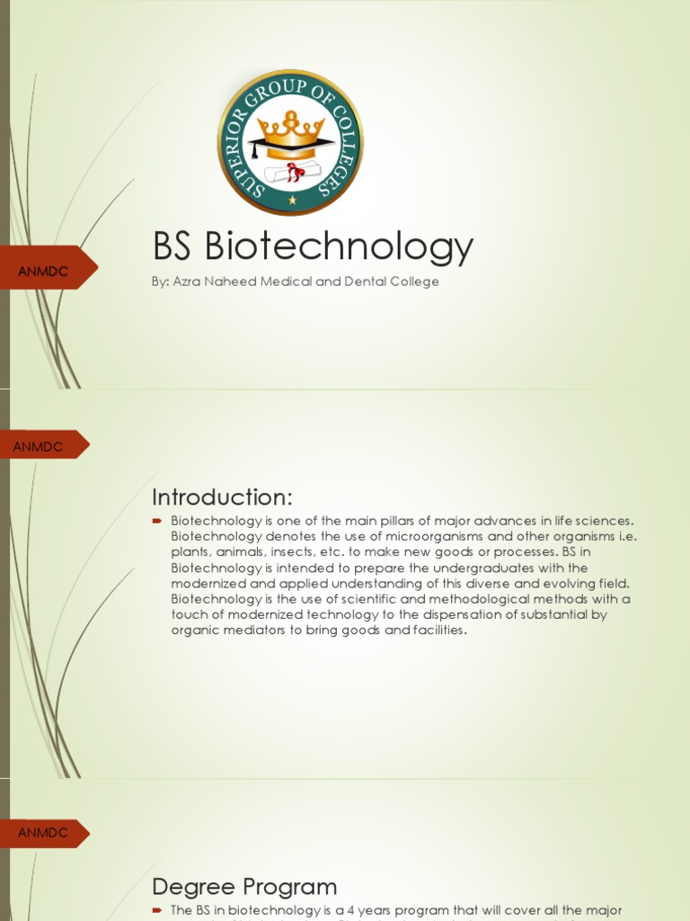 BS Biotechnology: By: Azra Naheed Medical and Dental College | PDF ...